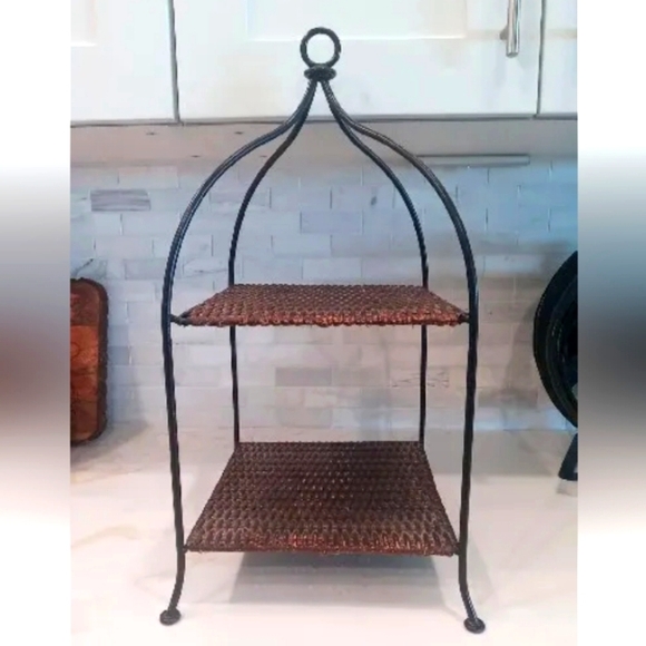 Unbranded | Dining | Wroughtiron Black Metal Wicker Two Tier Server ...